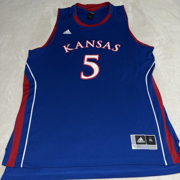 adidas | Shirts | Adidas Ncaa Kansas Jayhawks Blue 5 Basketball Jersey ...
